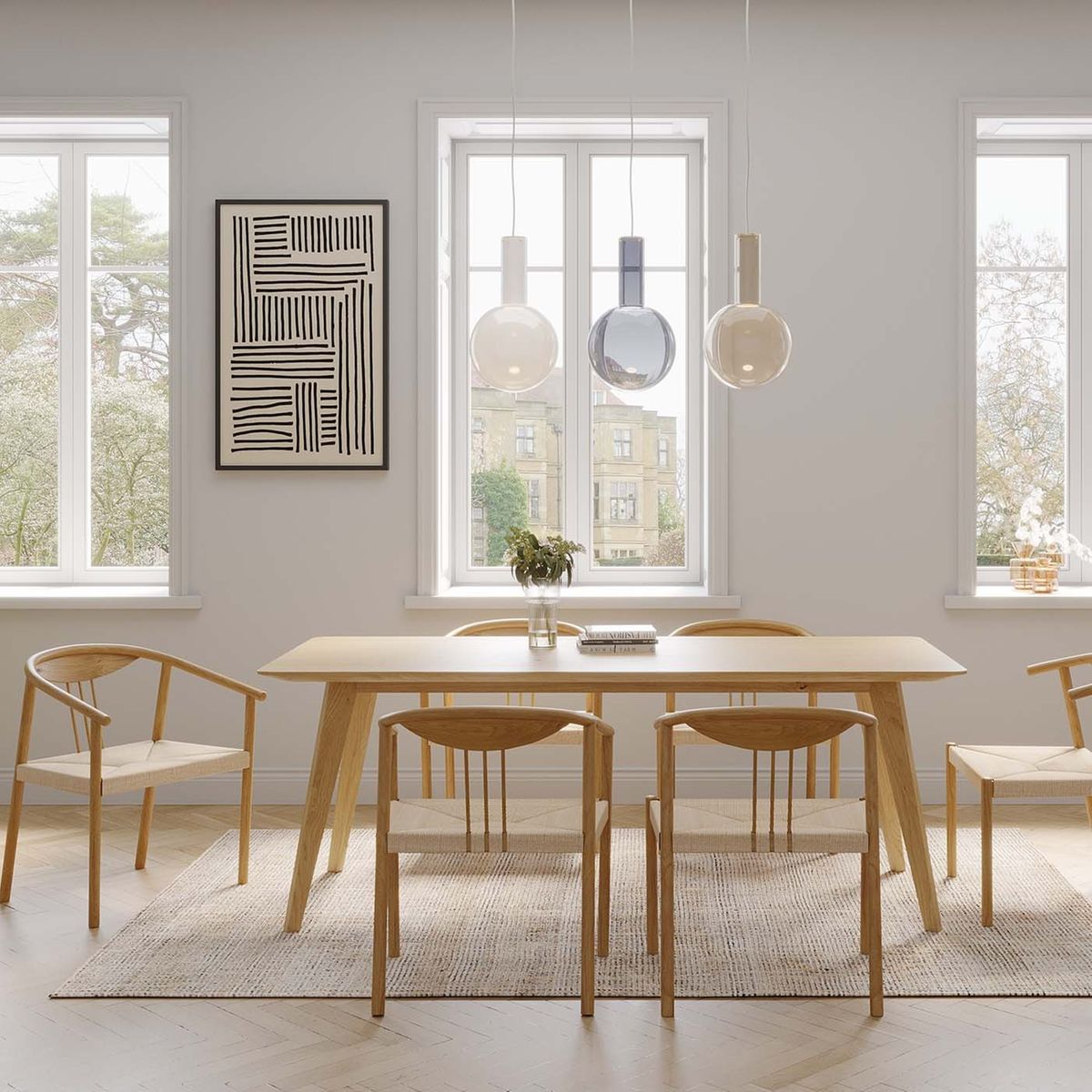 Tableau Japandi à Motifs Lignes